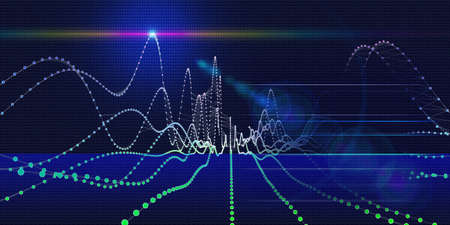 Abstract technology background with wireframe graph from dotted and lines. Visual presentation ...