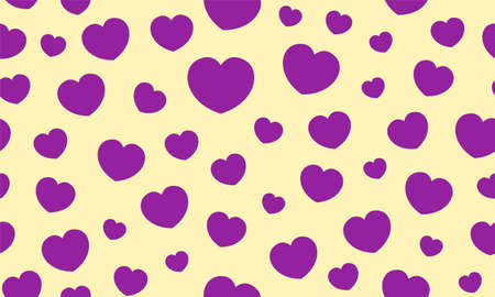Endless seamless pattern of hearts of different sizes. Purple vector ...