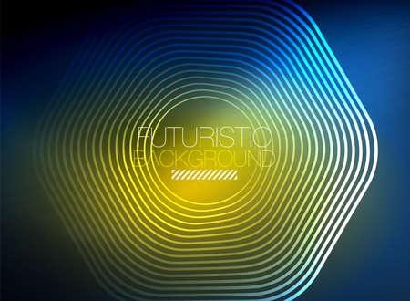 Neon color square shape lines abstract background. Shiny magic energy and motion concept, vector ...