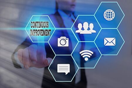 Writing note showing Continuous Improvement. Business concept for ongoing effort to improve ...