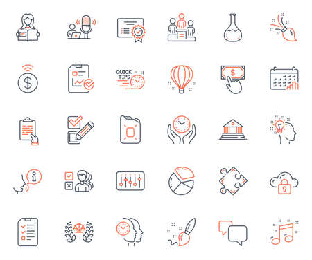Education icons set. Included icon as Opinion, Justice scales and Cloud protection web elements ...