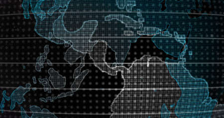 Big data 3d Earth. Binary code surrounding globe rotating. Retro digital Earth. Digital data ...