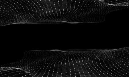 Abstract black and white digital background with connected cybernetic ...