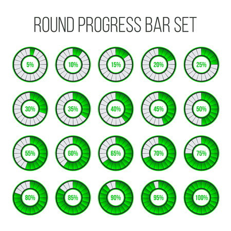 Vector illustration of round progress bar. Circle indicators status. Loading and buffering ...