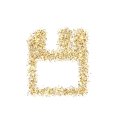 Gold glitter icon of save isolated on background. Art creative concept illustration for web ...