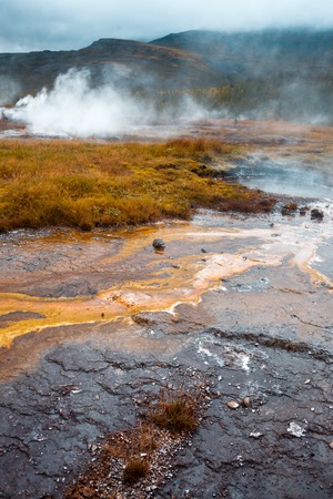 Iceland, valley of geysers, springs of hot geothermal water - Stock ...