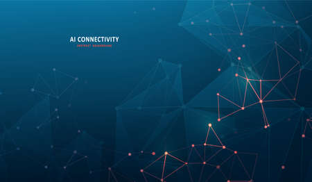 Abstract polygonal space. Background with connecting dots and lines. Artificial intelligence ...