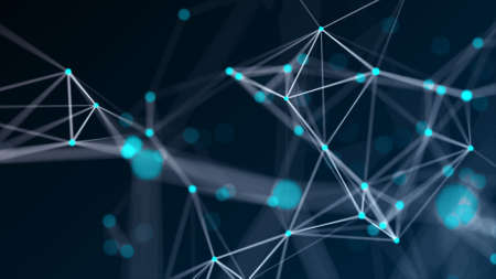 Abstract background with moving dots and lines. Network connection structure. Futuristic ...