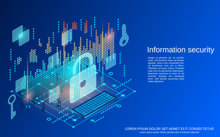 Data protection, information security flat isometric vector concept illustration - Stock Image ...