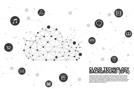 Cloud computing network technology polygon dot connected line with icon : Concept of cloud ...
