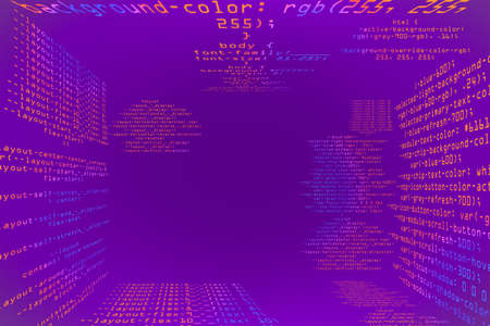 Abstract glowing purple coding programming background with mock up place. Big data and code ...