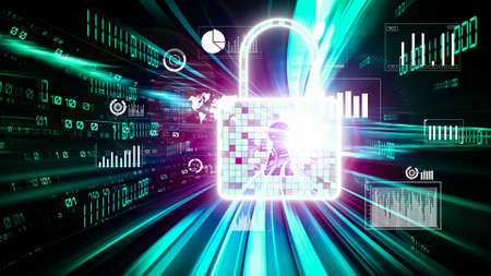 Cyber security and online data protection with tacit secured encryption software . Concept of ...