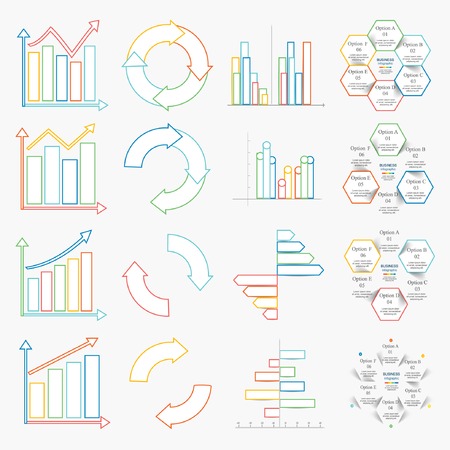 Linear infographics set. Templates for diagram, graph, presentation and ...