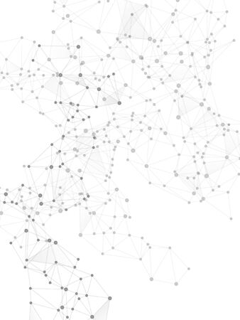 Block chain global network technology concept. Network nodes greyscale plexus background. Global ...