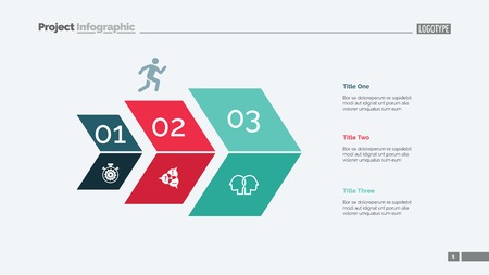Three steps process chart slide template. Business data. Optimization, diagram, design. Creative ...