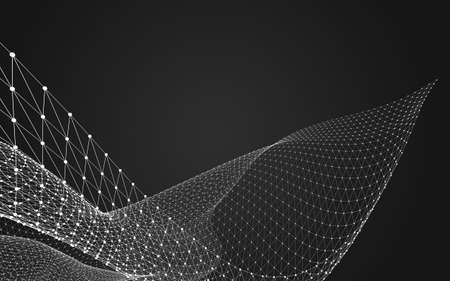 Abstract polygonal space low poly dark background with connecting dots and lines. Connection ...