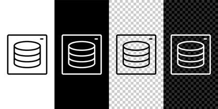 Set line Server, Data, Web Hosting icon isolated on black and white, transparent background ...