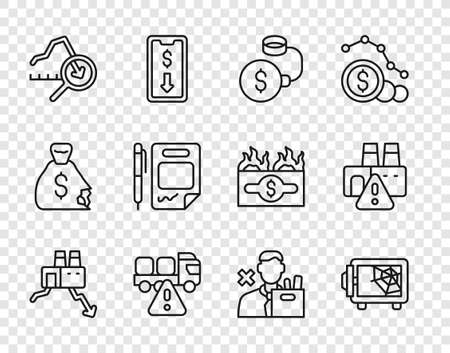 Set line Shutdown of factory, Safe, Debt ball chained coin, Stop ...