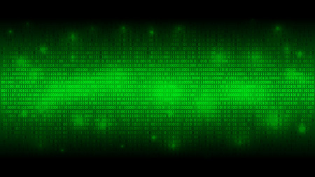Glowing binary code, matrix green abstract background, cloud of big data, stream of information ...
