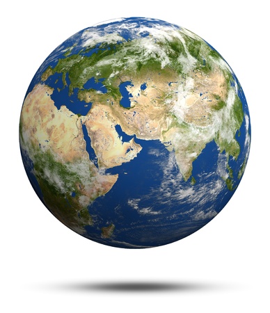 Planet Earth 3d render. Earth globe model, maps courtesy of NASAの写真素材 ...