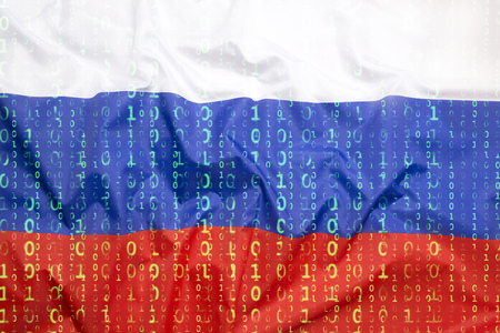 Data protection, binary code with Russia flag - Stock Image - Everypixel