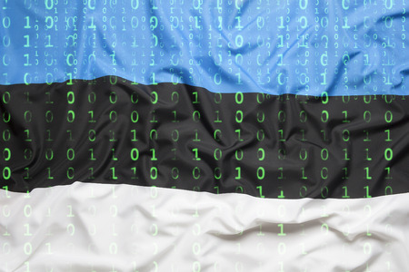 Data protection, binary code with Estonia flag - Stock Image - Everypixel