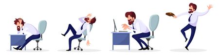 Big set of employee, businessman with various emotions, mood, feelings ...