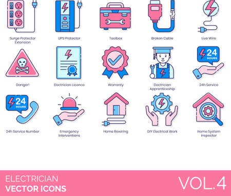 Vector of Electrician icons including - ID:147670536 - Royalty Free ...