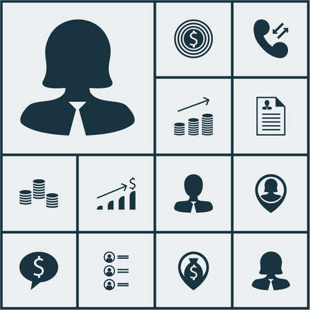 Set Of Management Icons On Job Applicants, Curriculum Vitae And Coins ...