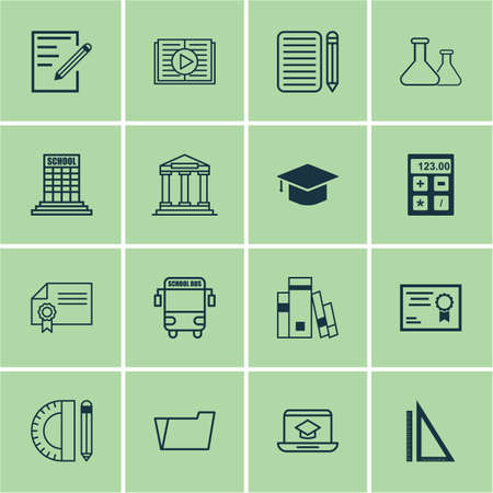 Set Of 16 Education Icons. Includes Graduation, Distance Learning ...