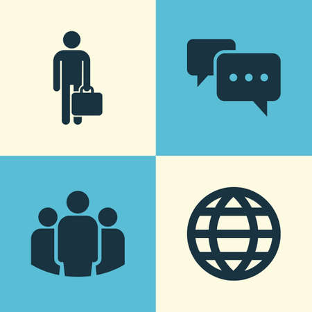 Job Icons Set. Collection Of Chatting, Work Man, Group And Other ...