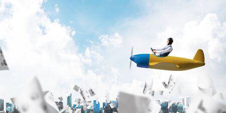 Successful management and information analysing concept with funny ...