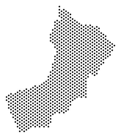 Dotted Oman map. Vector territory scheme. Cartographic composition of ...