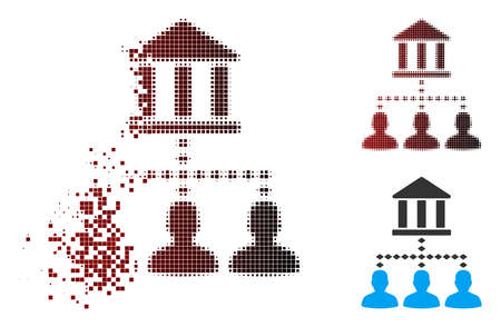 Vector bank building client links icon in sparkle, dotted halftone and ...