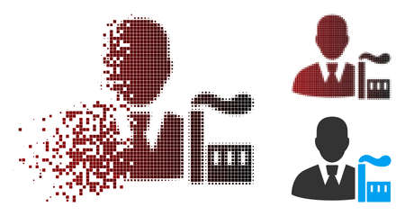 Vector industry capitalist icon in sparkle, dotted halftone and ...