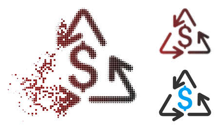 Vector recycling cost icon in dispersed, pixelated halftone and ...