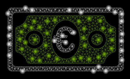Bright mesh banknote with glare effect. Abstract illuminated model of ...