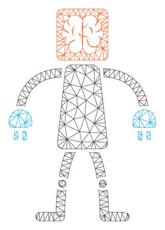 Mesh brain robot polygonal icon vector illustration. Abstraction is ...