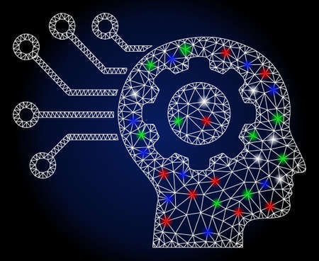 Glossy white mesh artificial mind with glitter effect. Abstract ...