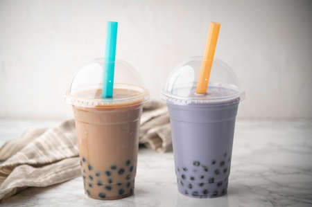 Photo of tapioca milk tea and taro - ID:1-153397446 - Royalty Free ...