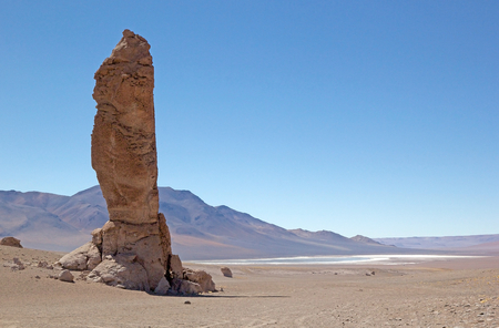 Geological monolith close to Salar the Tara in the Los Flamencos ...