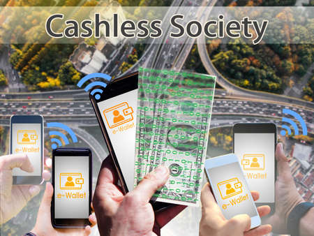 Concept of Cashless Society, Digital money wallet - Stock Image ...