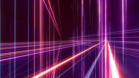 3d line neon cube in space - Stock Image - Everypixel