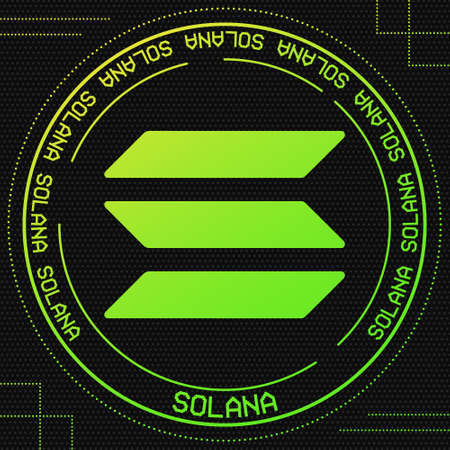 Solana SOL symbol with crypto currency themed background design ...