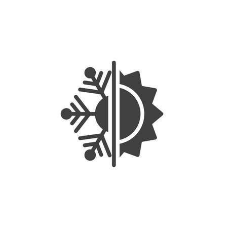 Thermal and cold resistant vector icon. Snowflake and sun filled flat ...