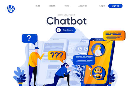 Vector of Chatbot flat landing page. - ID:152691664 - Royalty Free ...