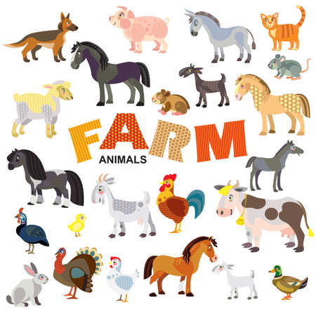 Vector of Farm animals in front view and - ID:146345775 - Royalty Free ...