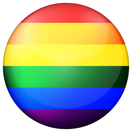 Glass light ball with flag of LGBT. Round sphere, template icon. Glossy ...