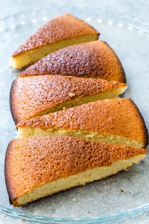 Sponge Cake Slices in Glass Tray. Ready to Serve. Homemade Dessert.の素材 ...
