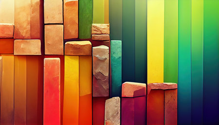 Rainbow color blocks abstract background. Square box texture, brick ...